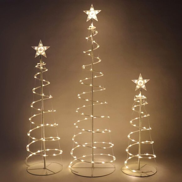 Holiday | New 3 Packs Spiral Christmas Trees 218 Led Lighted Outdoor ...